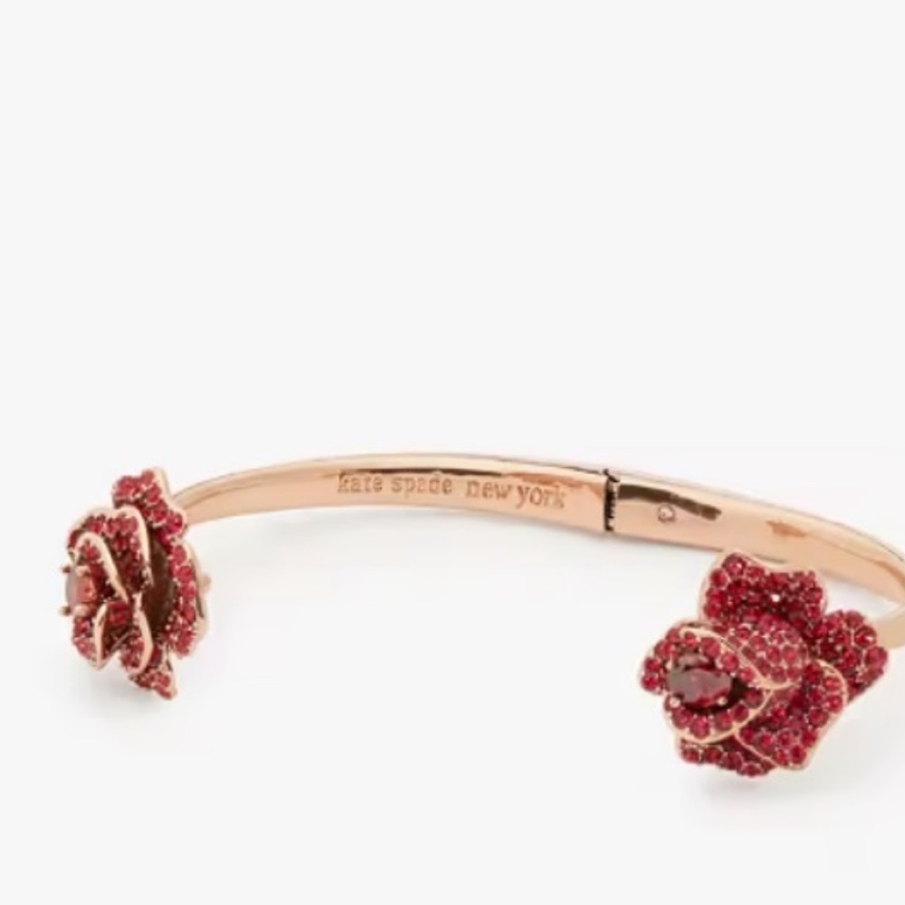 New Kate Spade Scarlet Blooms Rose Hinge Cuff - Gem